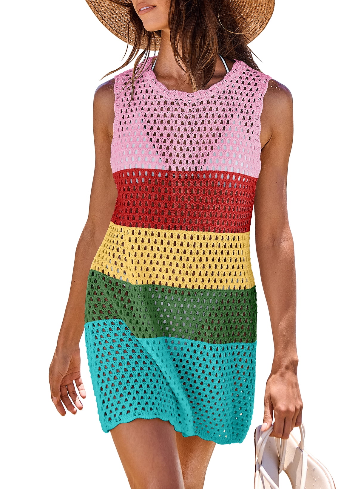 Luniro Women's Swimsuit Cover-ups Knit Crochet Swimwear Beach Bathing ...
