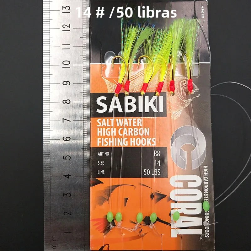 Lunker Sabiki Rig Fishing Lure with Flasher and Luminous Soft Hook Eel ...