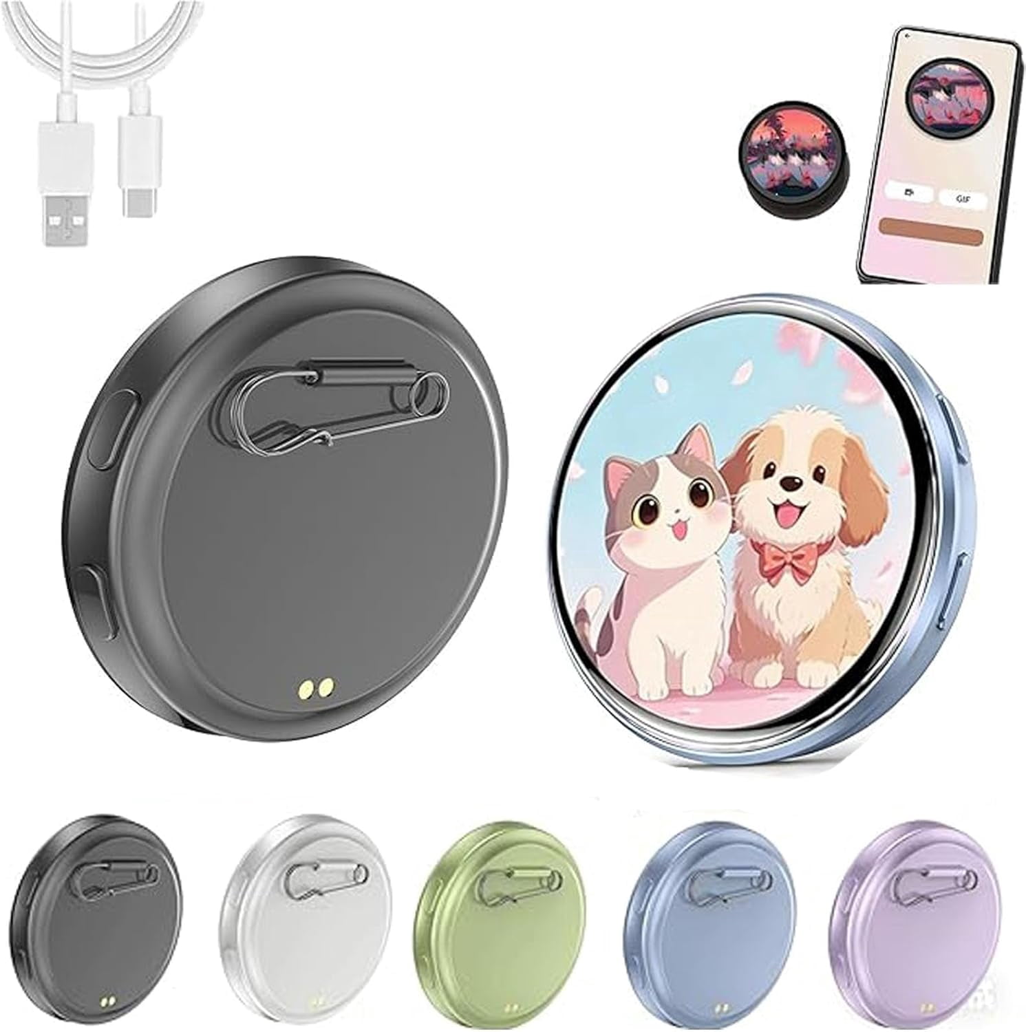 Lunkun Electronic Badge Digital Display Pin, Photo Video Display Screen ...
