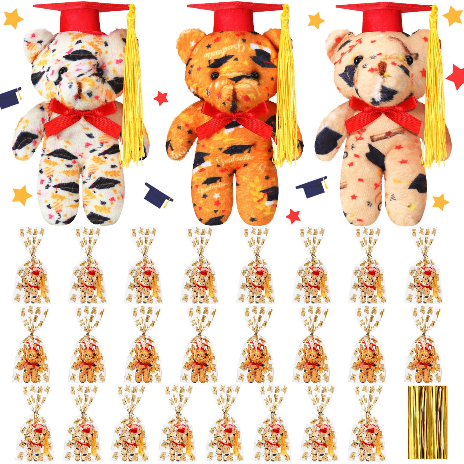 Lunmon 24 Set Mini Graduation Plush Bear KMC2with Gift Bag Grad Stuffed ...