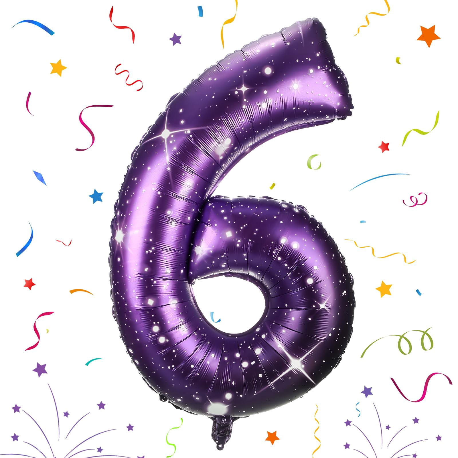Lunmon 40 Inch Space Balloons Birthday Decoration Large Number 6 ...