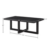 Luno Contemporary Coffee Table Black MDF Wood 47.5 Inch Rectangular ...