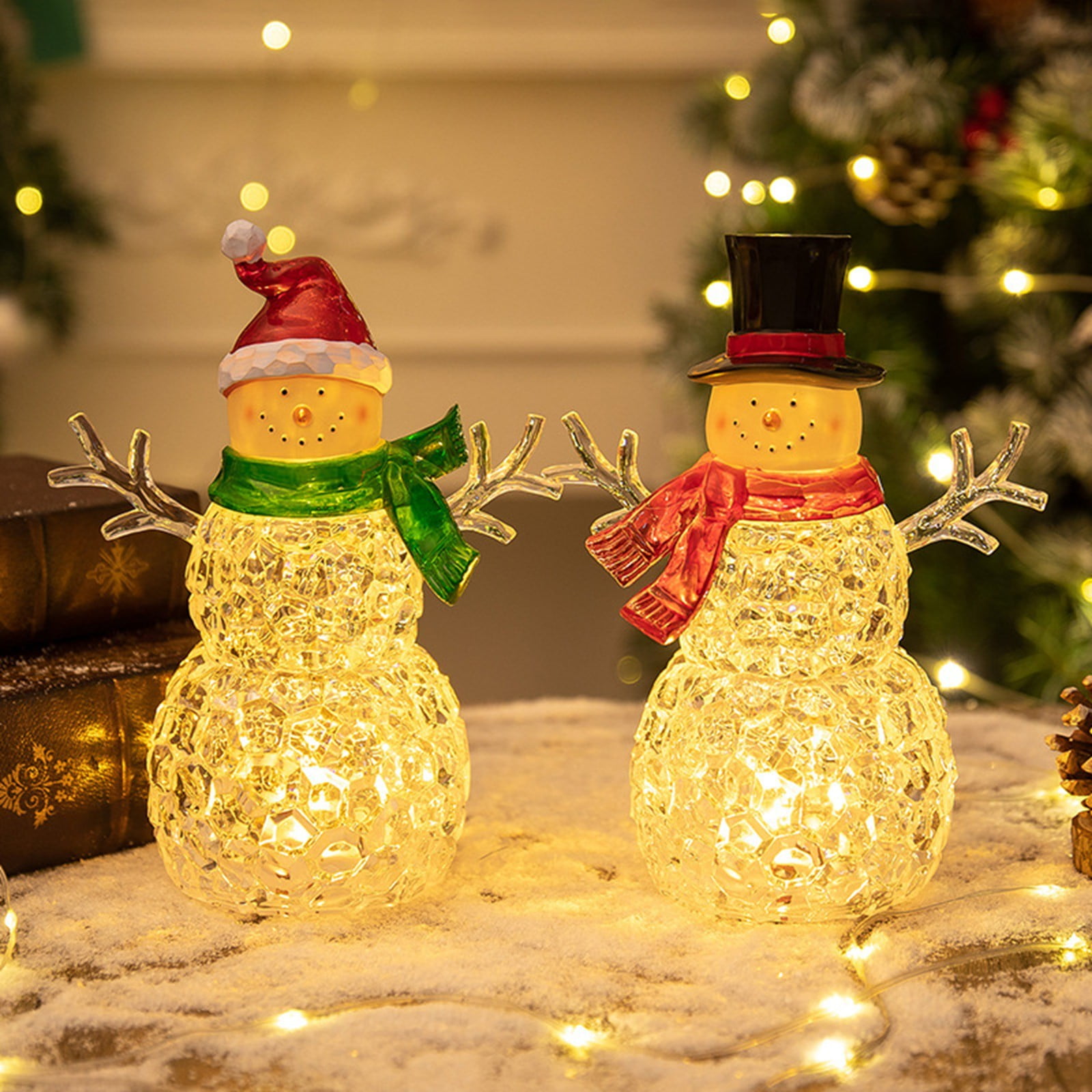 Lunon Acrylic Holiday Series 10 Inch LED Snowman Christmas Rotating Light A Small For Family And ...