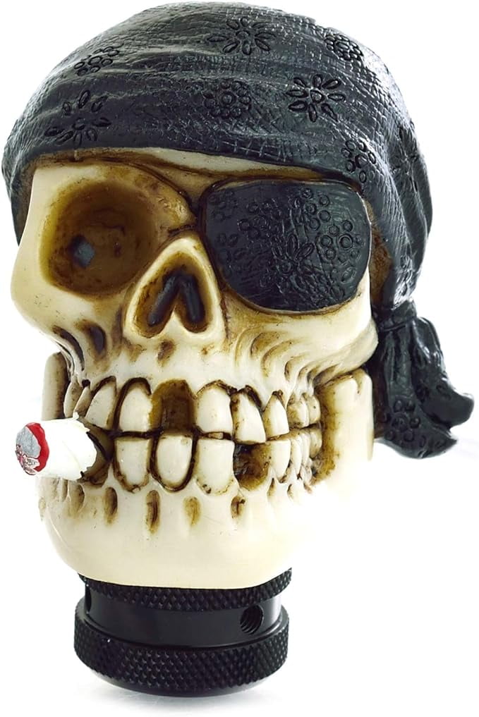 Lunsom Pirate Skull Stick Gear Knob, Stick Shifter Handle One-Eyed ...