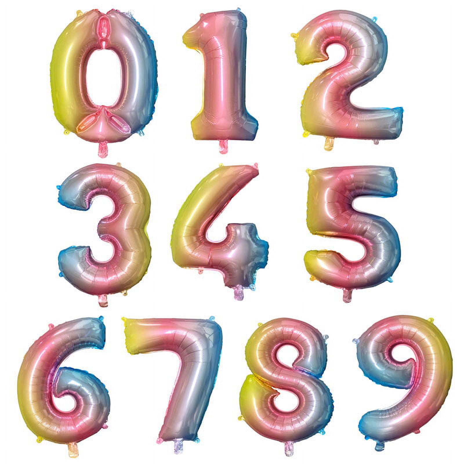 Lunsy 16 Inch Gradient Rainbow Number Foil Wedding Inflatable Balloon ...