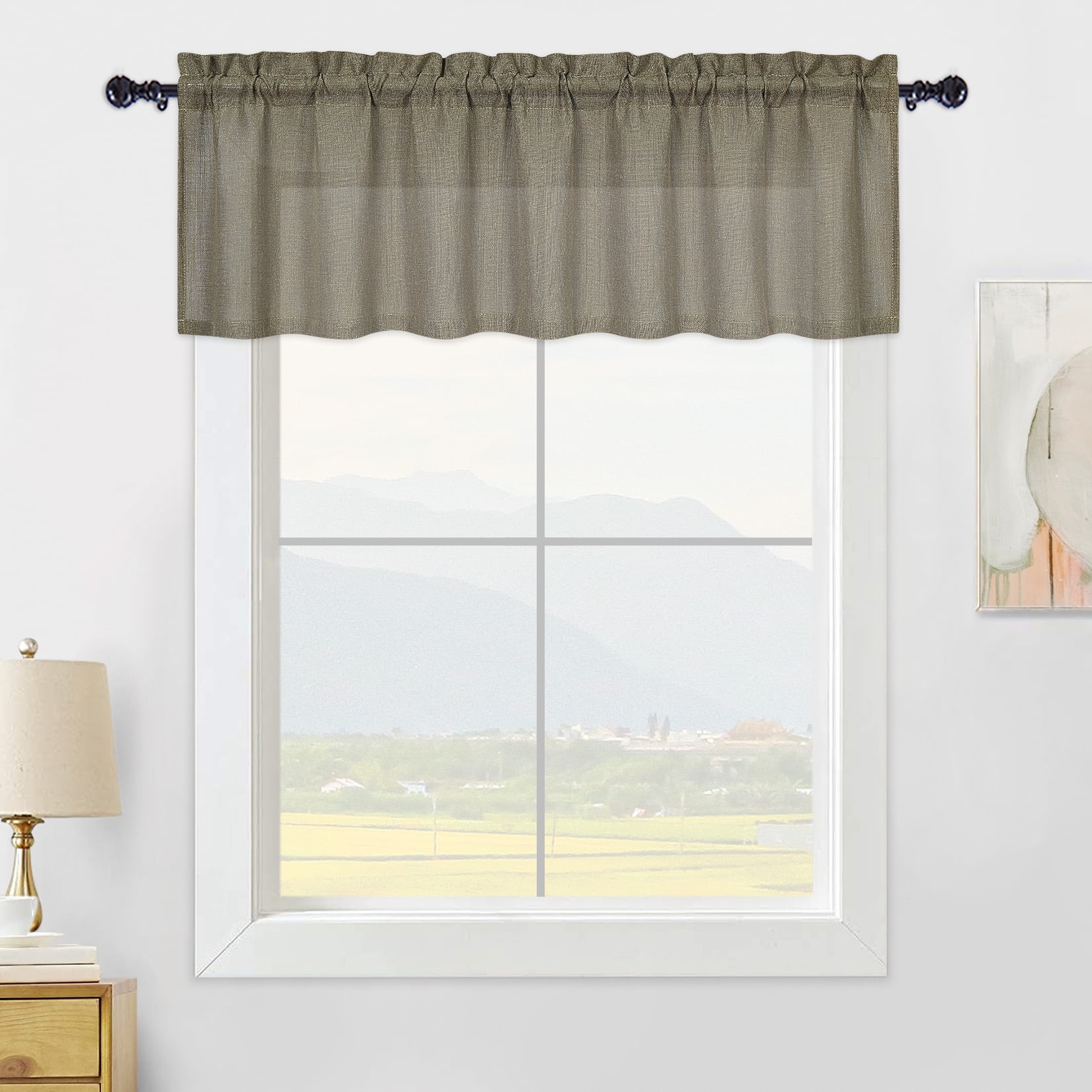 Lunsy Linen Valance for Kitchen Window, Rustic Farmhouse Linen Blend ...