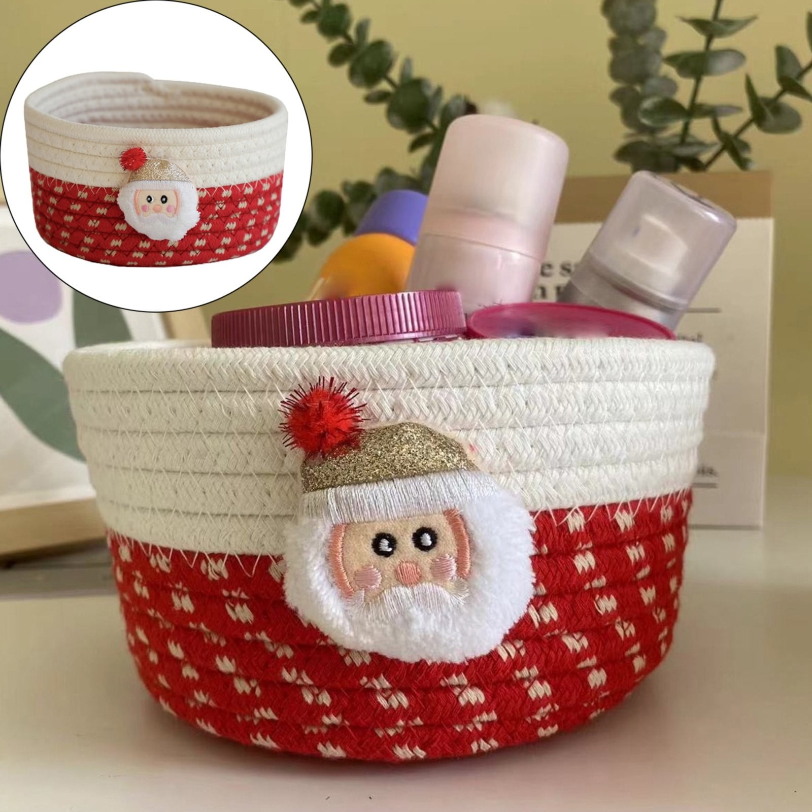 Luntext Clearance best Storage box Small Christmas Basket Christmas Storage Basket Cotton Rope ...