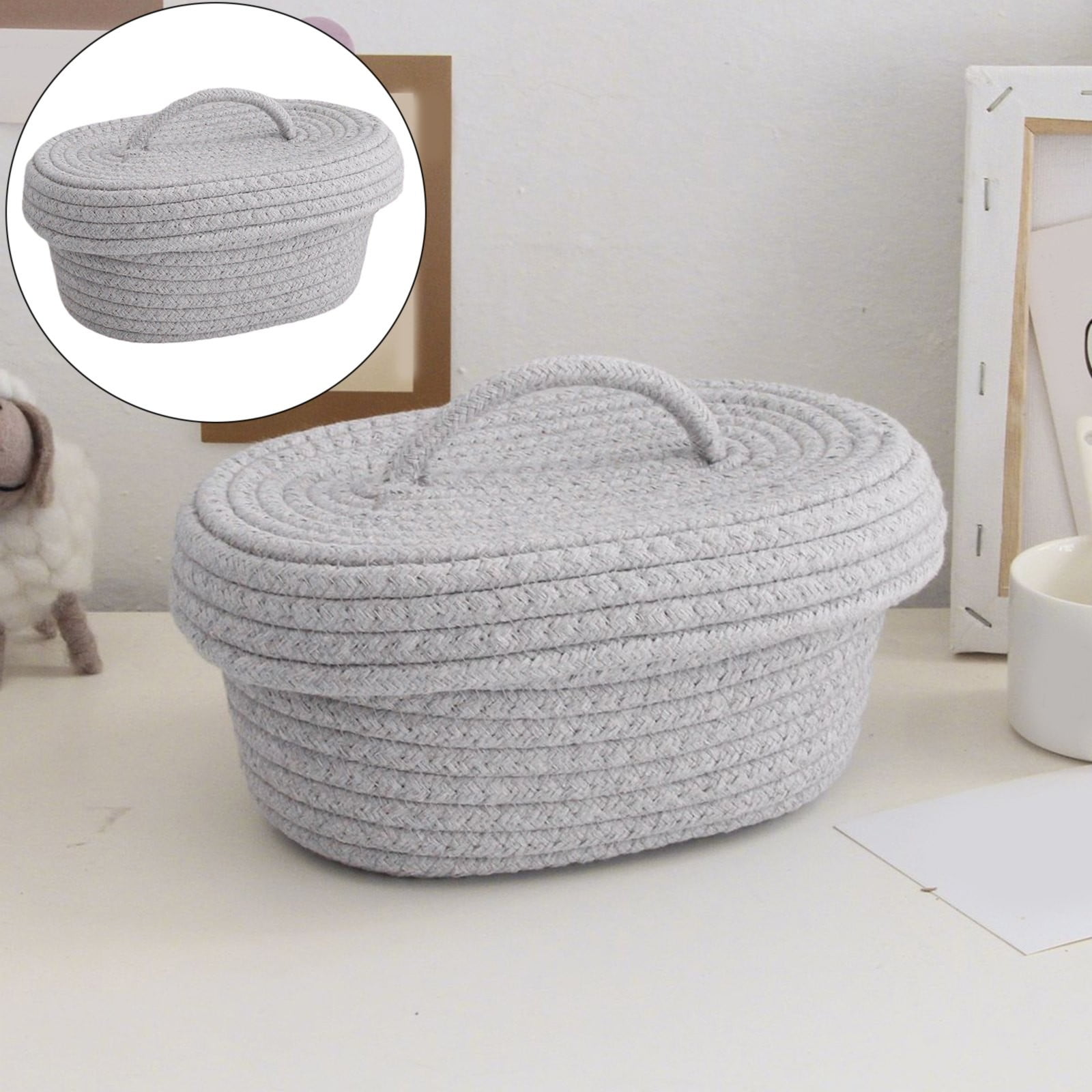 Luntext Clearance best Storage tools Oval Baskets With Lids Decorative ...