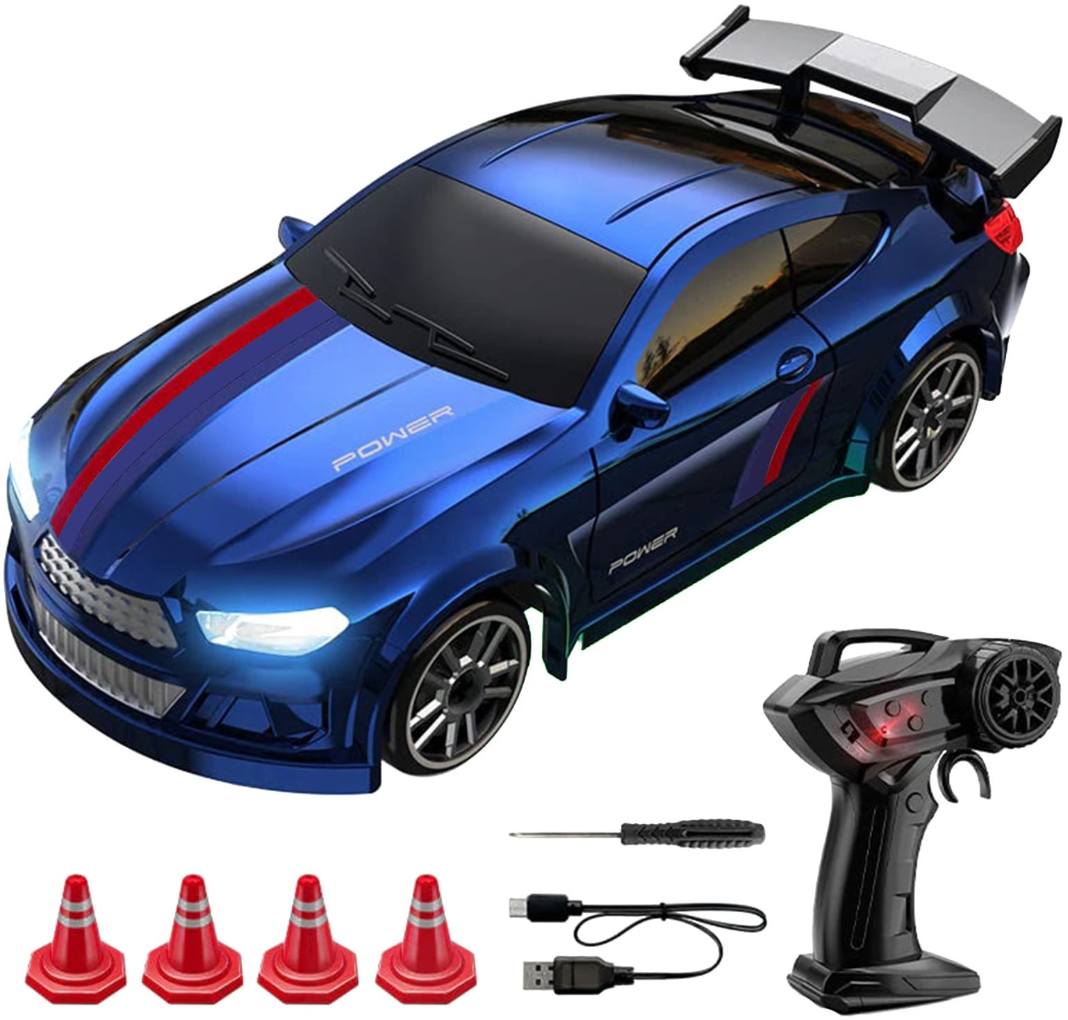 Lunuaoe Desktop Drift Car- 1/64 Scale Remote Control Car with LED ...