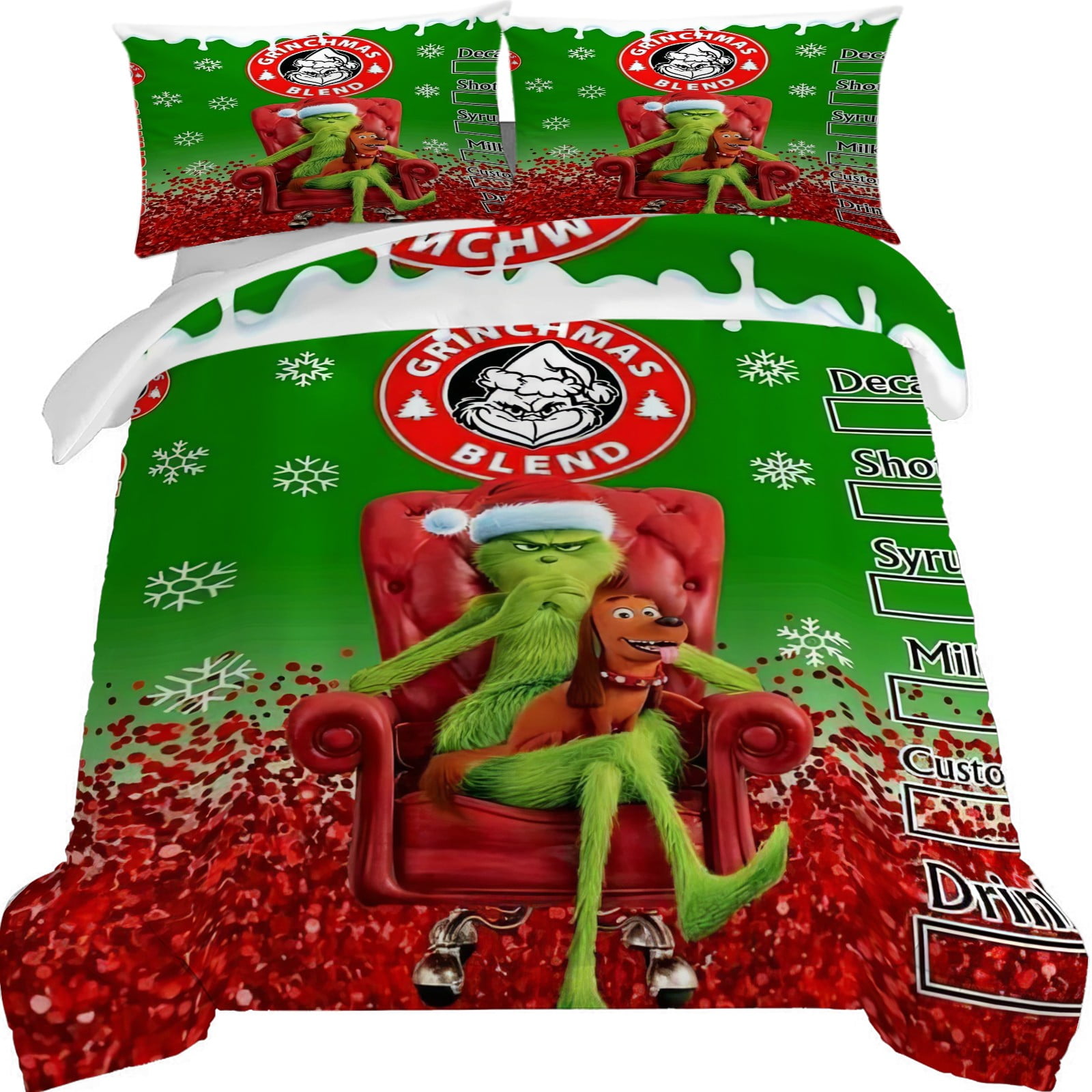 Lunuaoe Green Monster Grinch Holiday & Christmas Bedding Super Soft ...