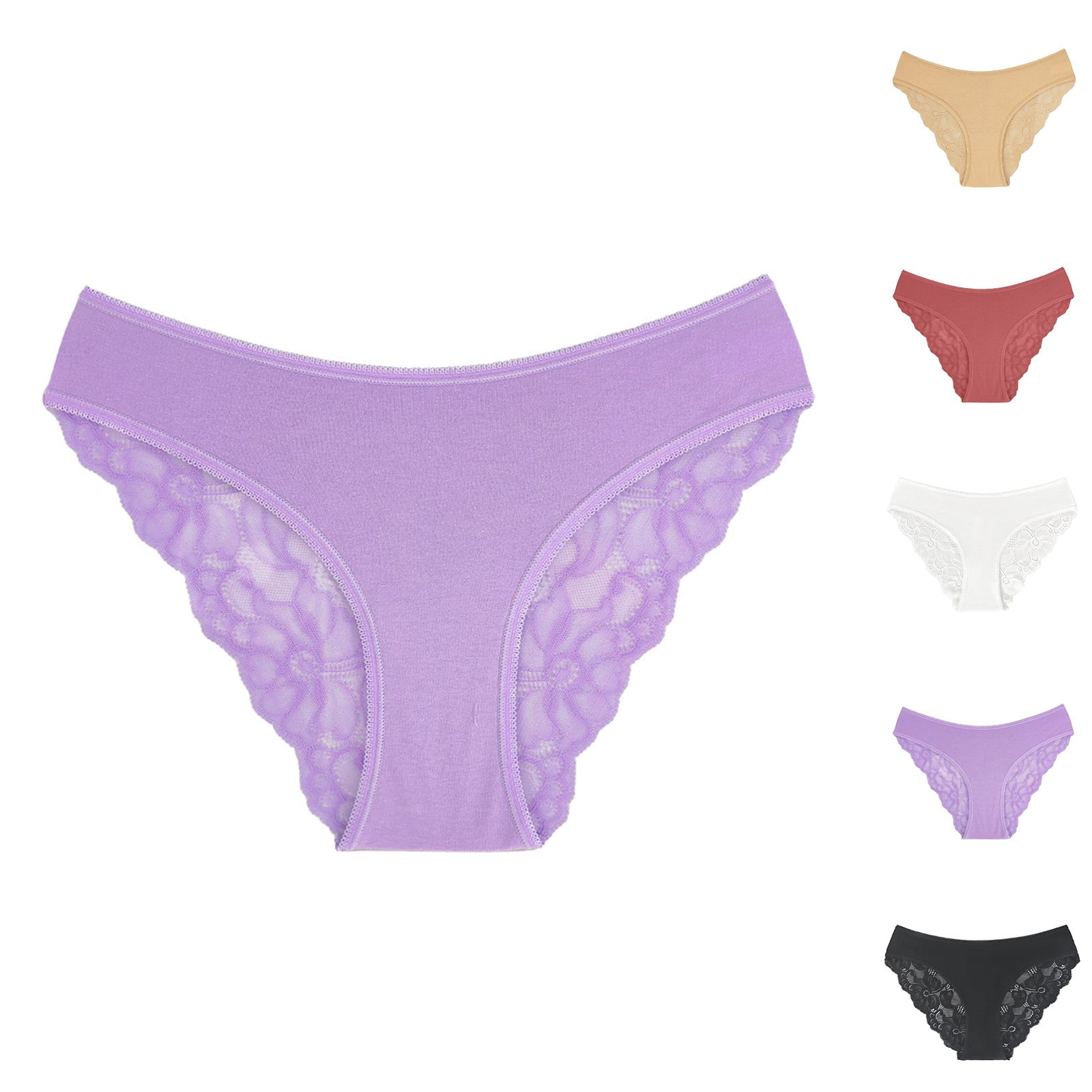 Lunuaoe Women's Lace Patchwork Panties, Sexy Half-Hip Cheeky Underwear ...