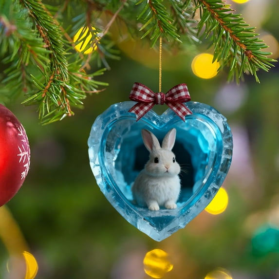 Lunxisen 1 Pcs Animal Ornament,ice Heart Shaped Forest Animal Acrylic ...