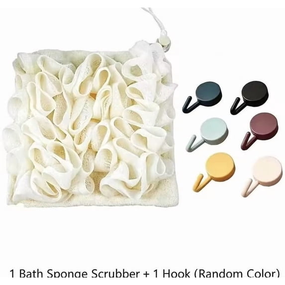 Lunxisen 1 Pcs Korean Exfoliating Washcloth Bath Sponge Drawstring ...