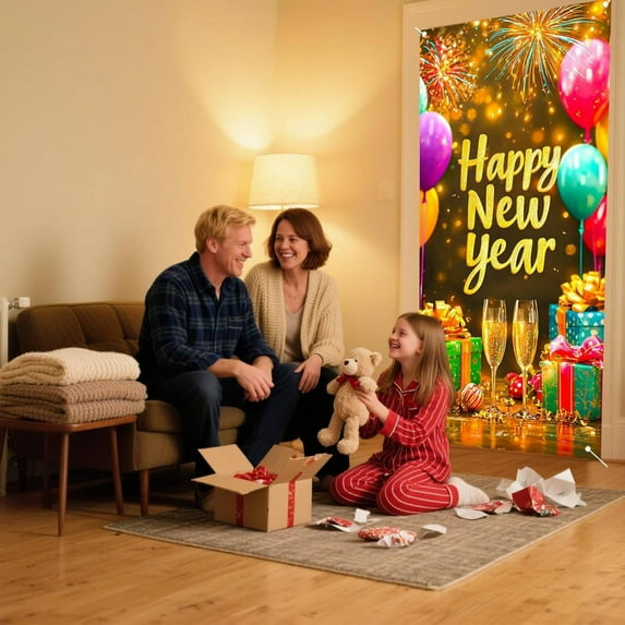 Lunxisen 1 Pcs New Year Party 2026 Banner Backdrop, 2026 New Years Eve ...