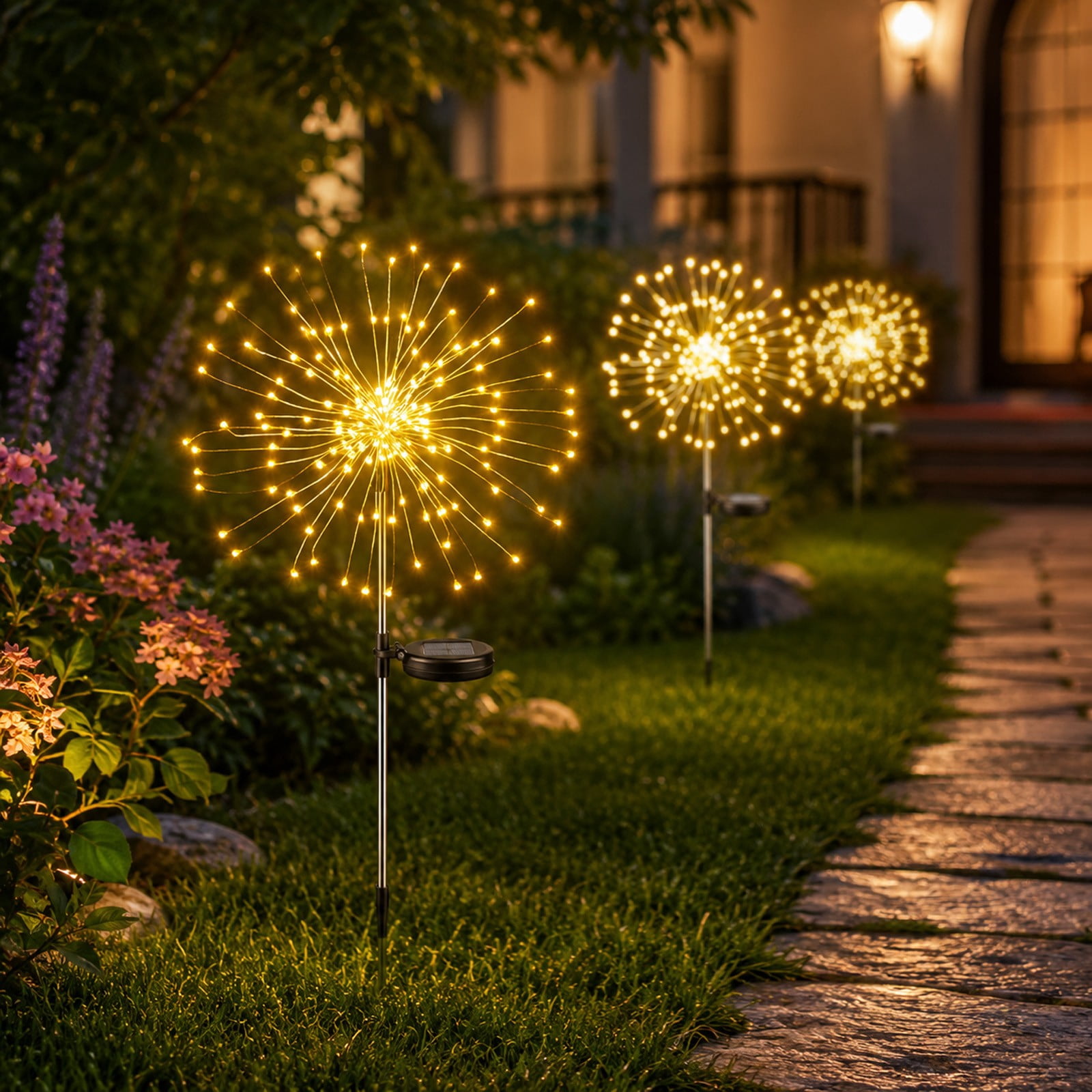 Lunxisen 1 Pcs Outdoor Solar Warm White LED Lights Patio Garden Decor ...