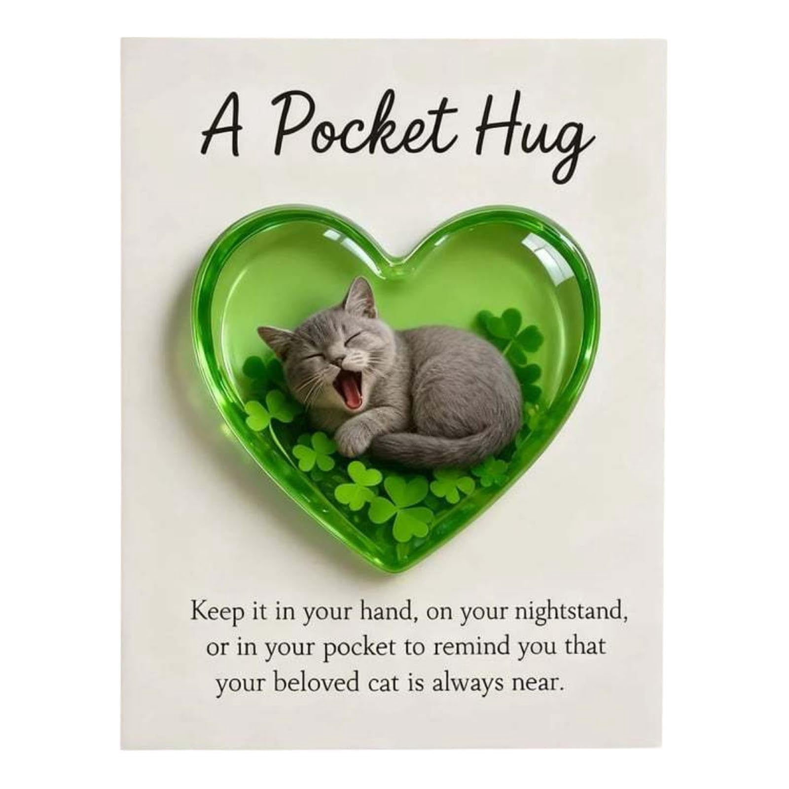 Lunxisen 1 Pcs Pocket Hug Cat Token Resin Animal Emotional Support ...