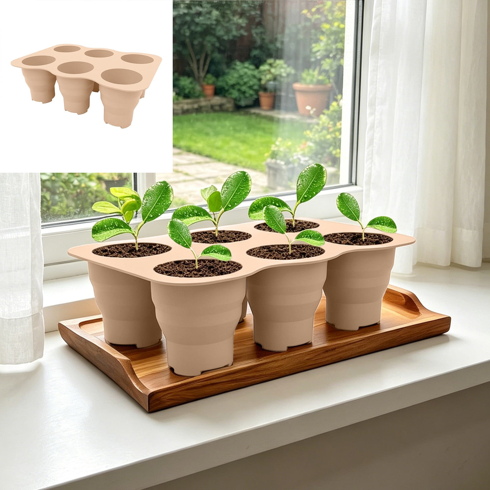 Lunxisen 1 Pcs Silicone Folding Plant Pots Breathable Drainage Tray Set ...