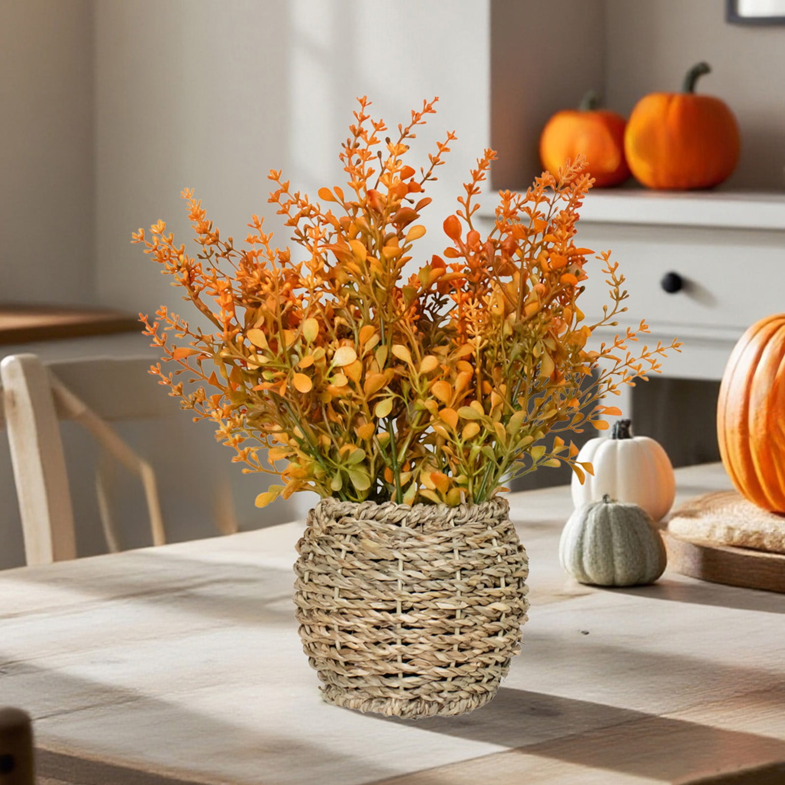 Lunxisen 1 pcs Fall Pumpkin with Artificial Flower Decorations ...