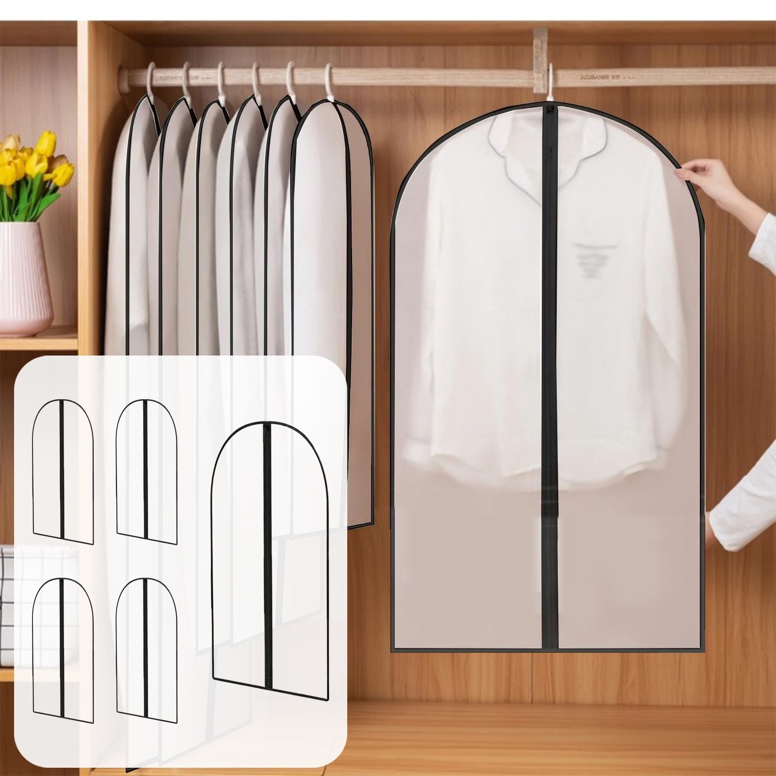 Lunxisen 10 Pcs Garment Bag Plastic Garment Bags with Zipper Hanging ...