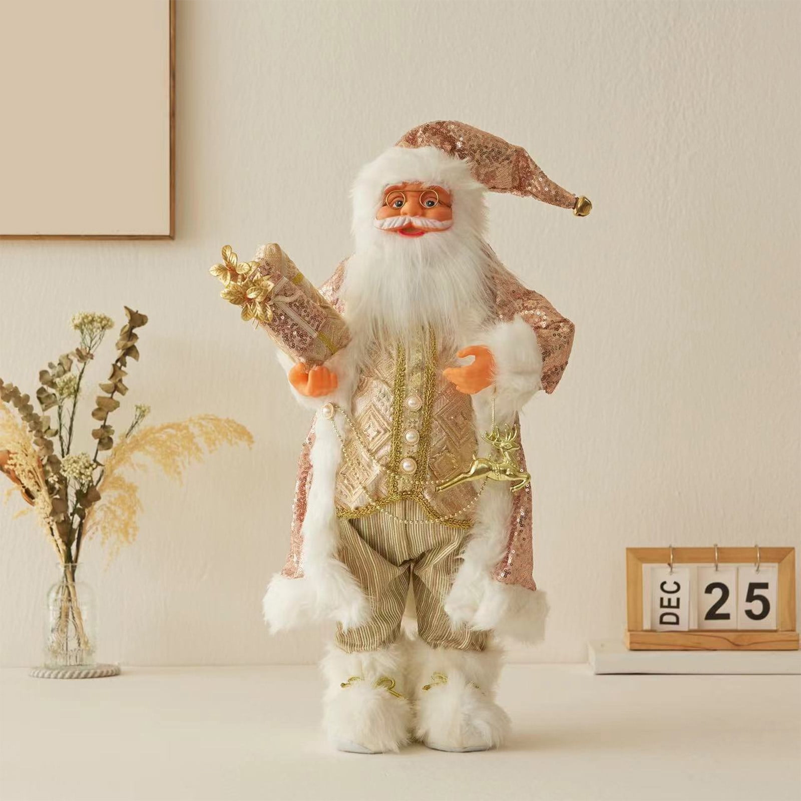 Lunxisen 2 Pcs Christmas Santa Claus Dolls Standing Santa Claus ...