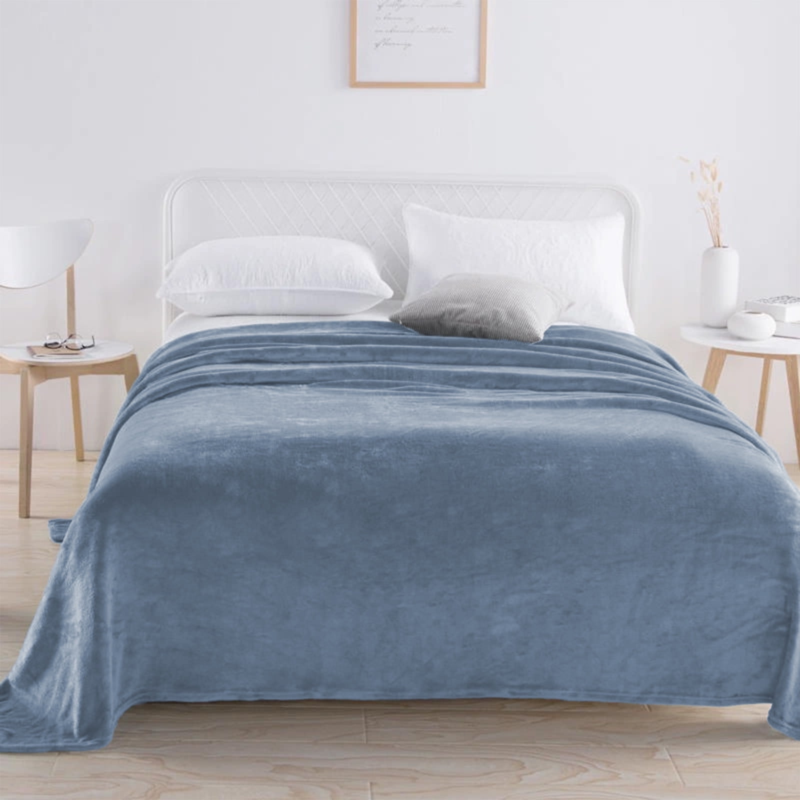 Lunxisen 2 Pcs Solid Color Blanket Coral Velvet Flannel Thickened Cover ...