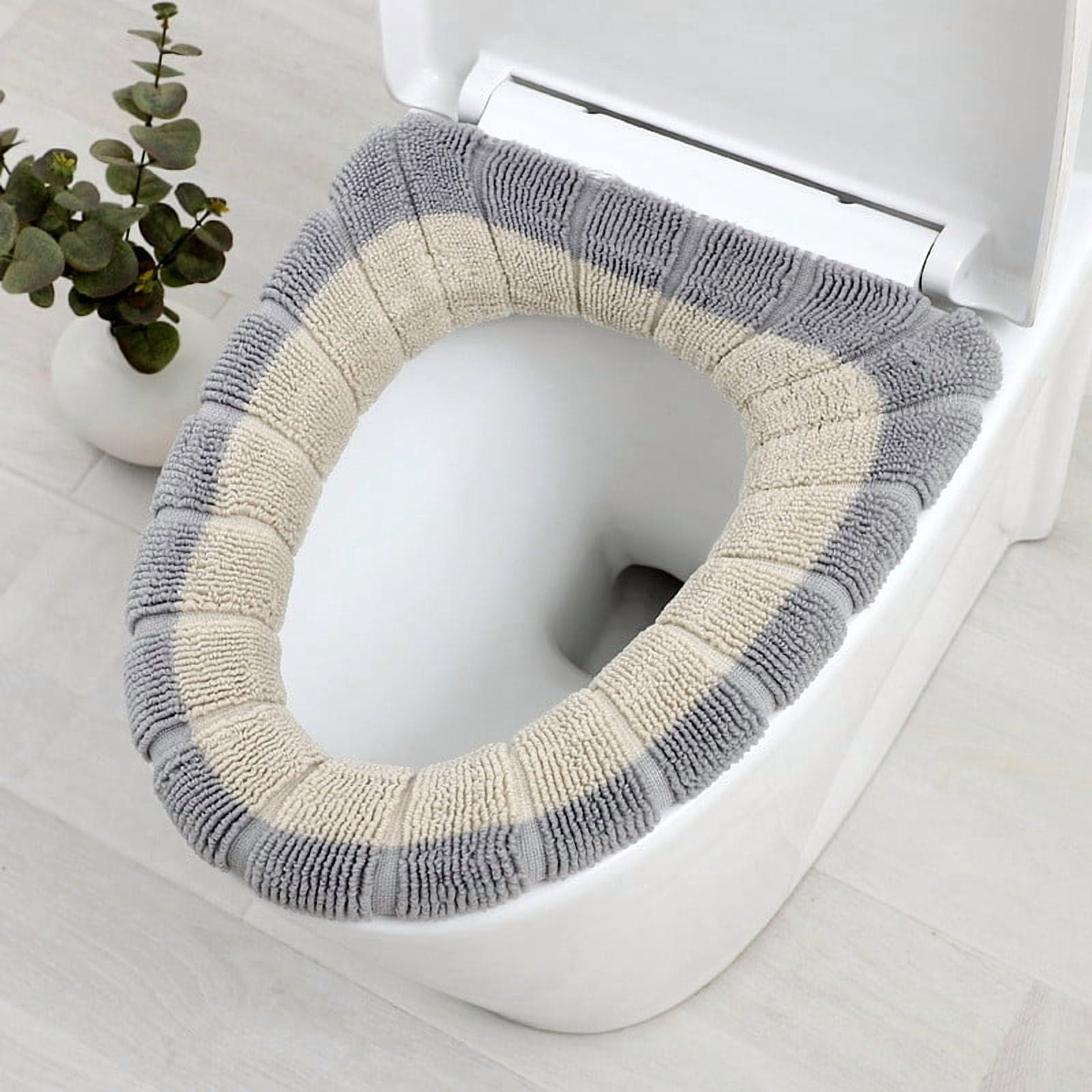 Lunxisen 2 Pcs Thick and Warm Toilet Seat Cushion Cover with Sticky ...