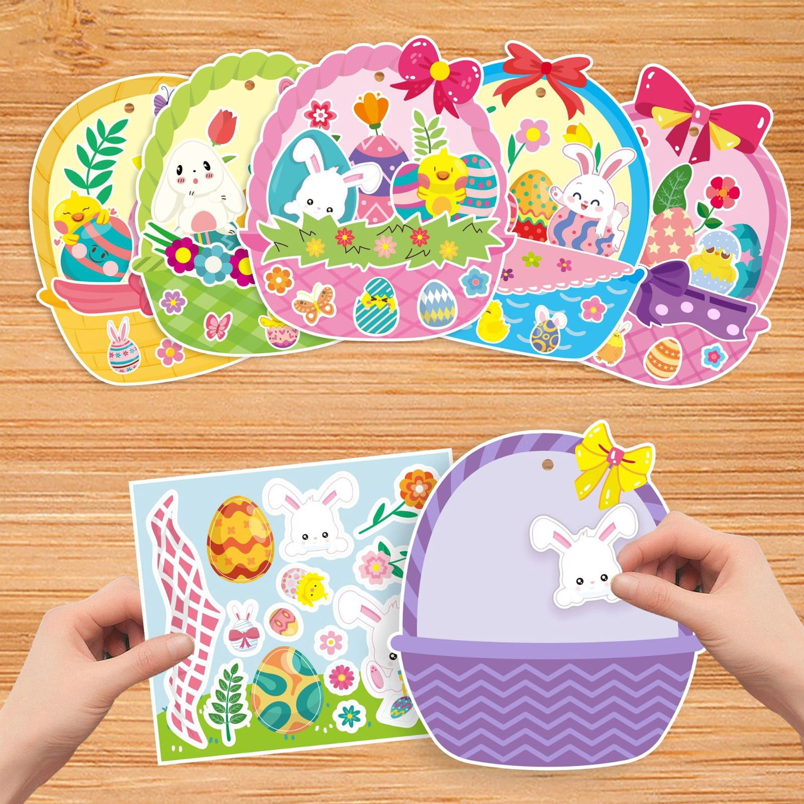 Lunxisen 24 Pcs Easter Basket Stickers Kit Bunny Egg Crafts Decals ...