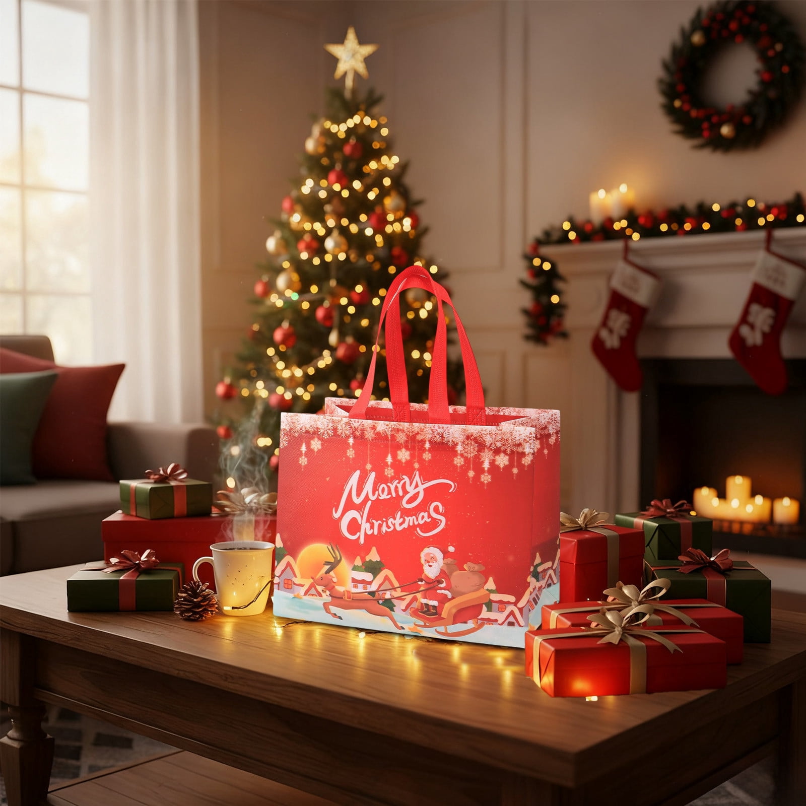 Lunxisen 3 Pcs Large Christmas Gift Bags With Handles, Non Woven ...
