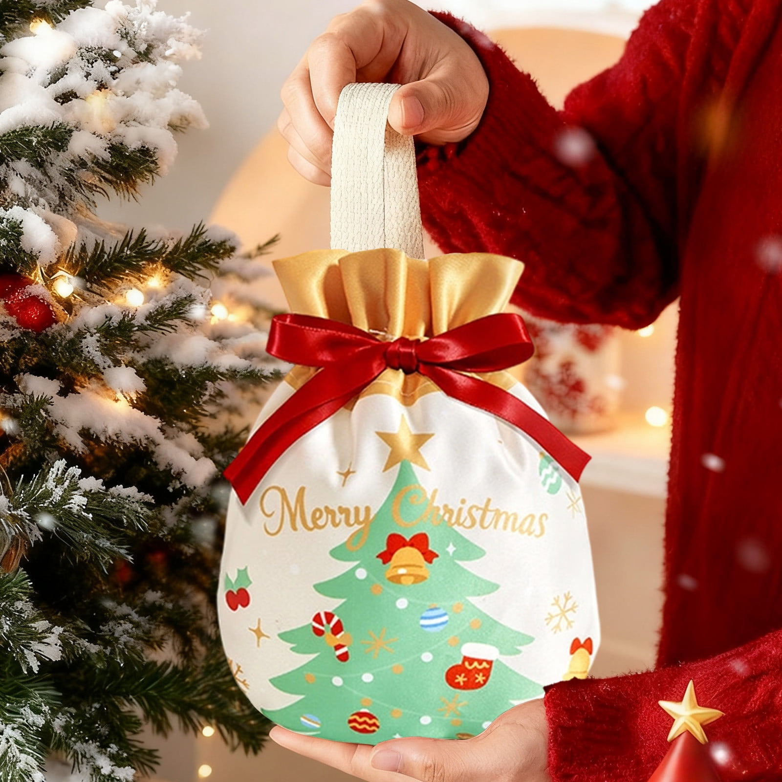 Lunxisen 3 Pcs Small Christmas Gift Bags, Holiday Gift Bags for Gift ...