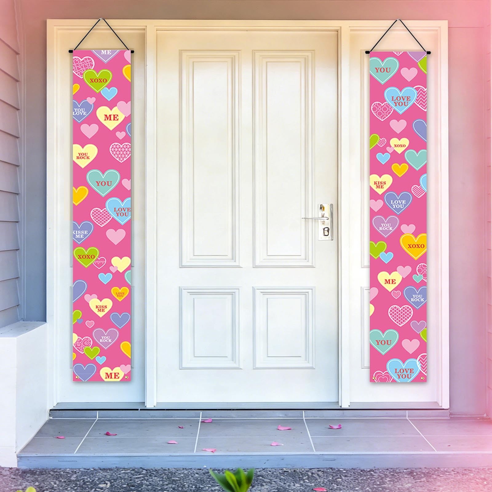 Lunxisen 3 Pcs Valentine's Day Porch Banner Welcome Heart Decorations ...