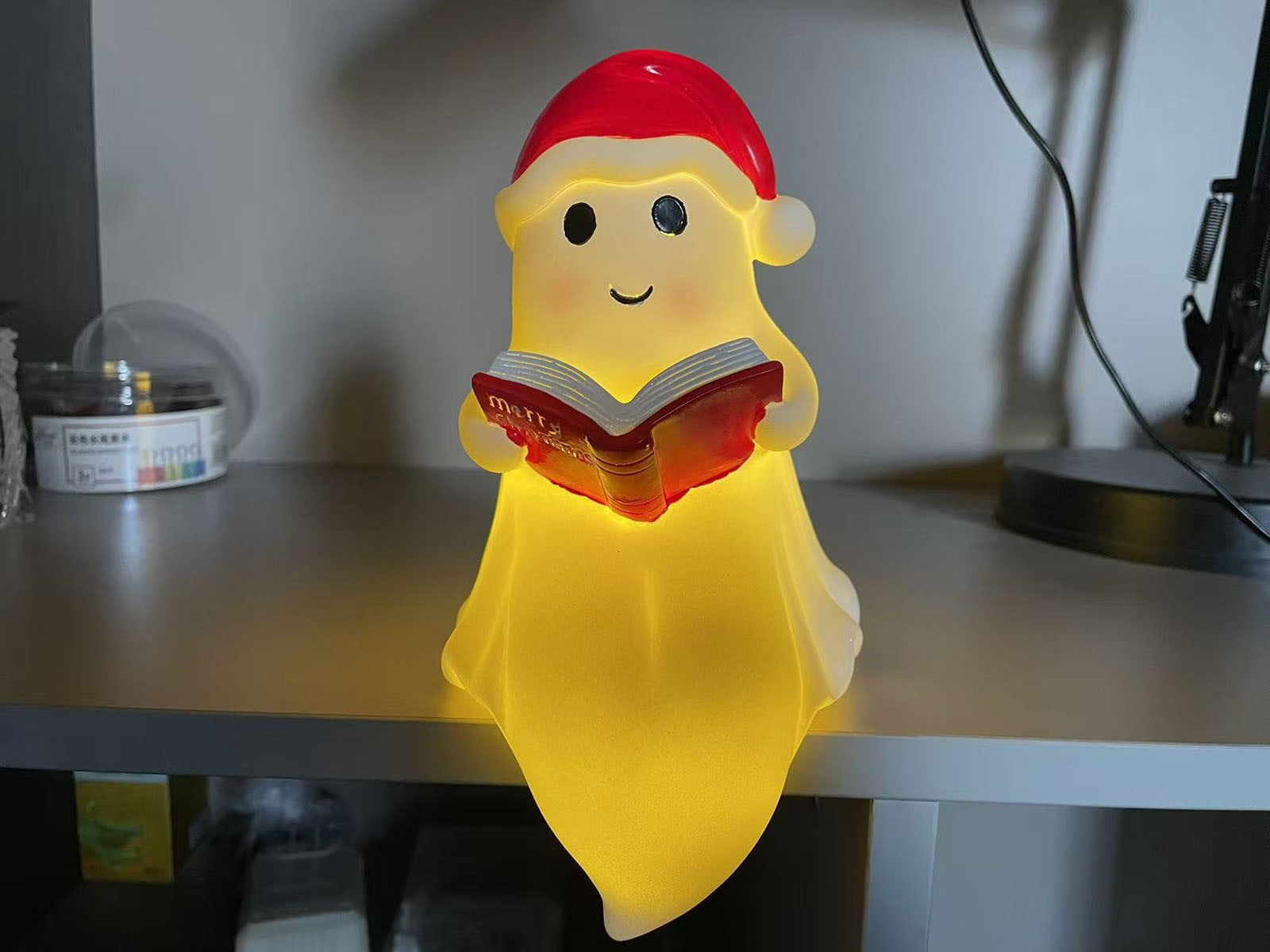 Lunxisen 3 pcs Cute Ghost Reading Book Lamp, 3D Resin Halloween Ghost ...