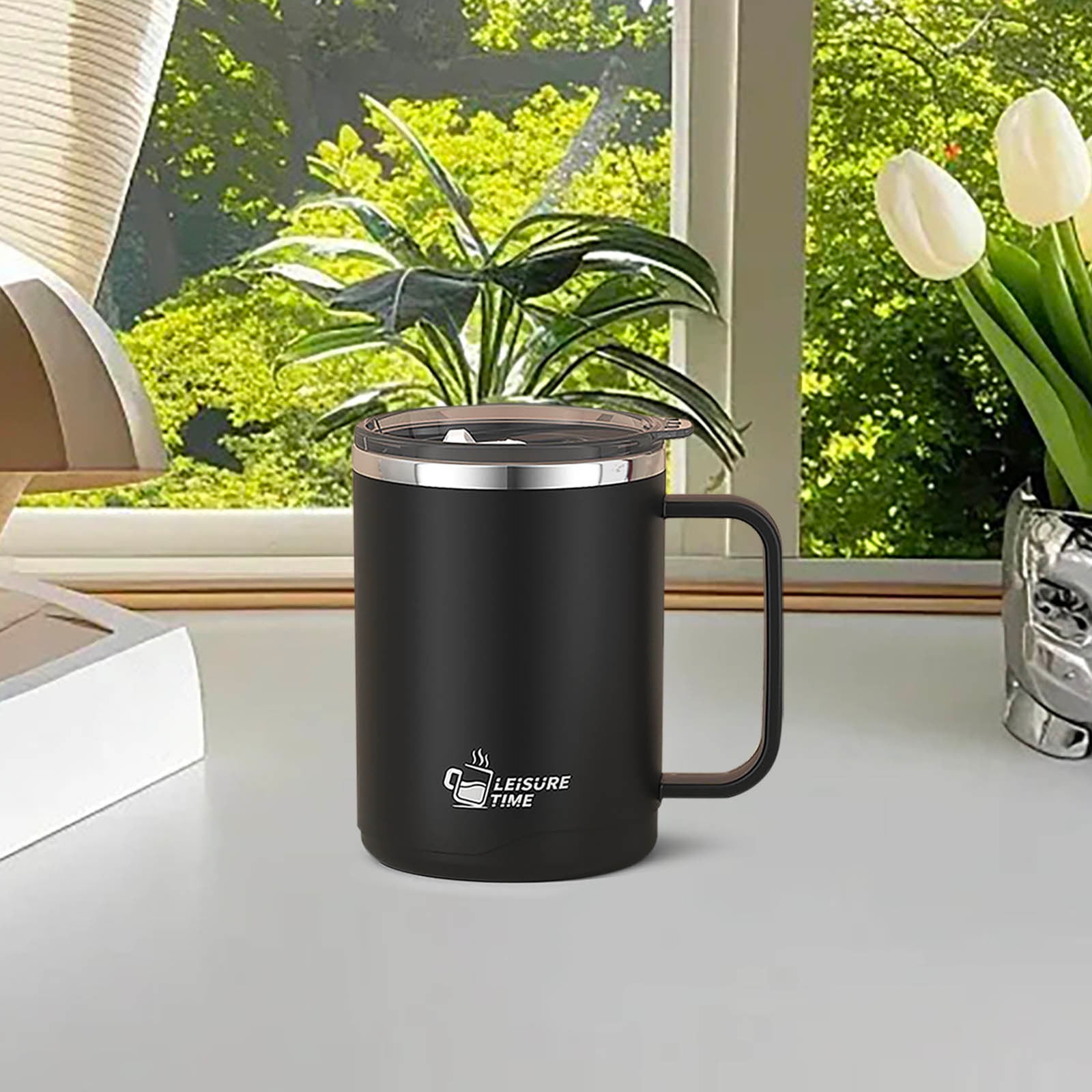 Lunxisen 4 Pcs 304 Food-Grade Stainless Steel Mug with Handle Heat ...