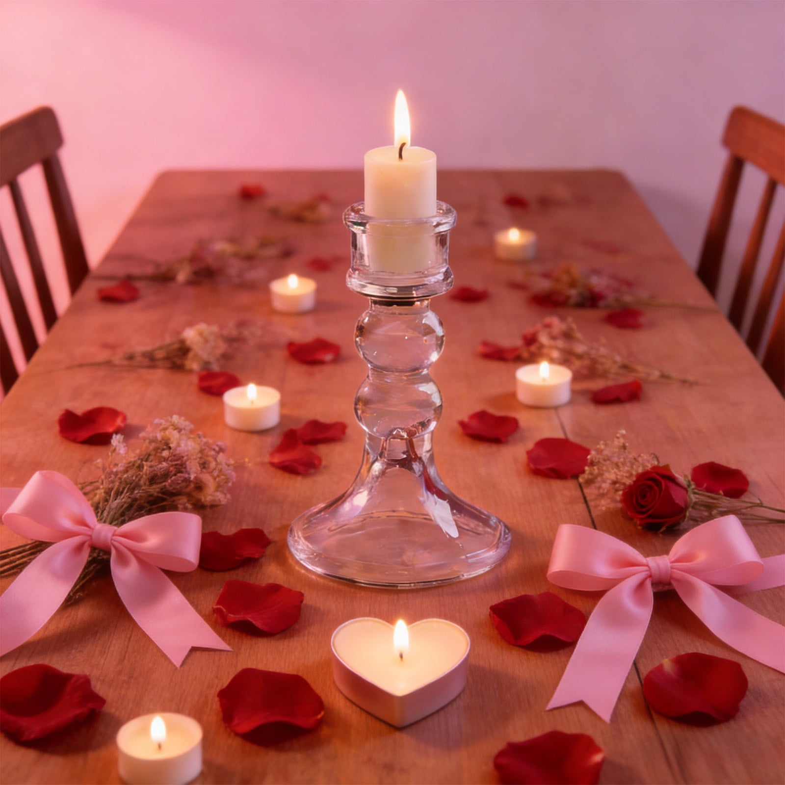 Lunxisen 4 Pcs Crystal Candle Holders,Crystal Taper Pillar Candlestick ...