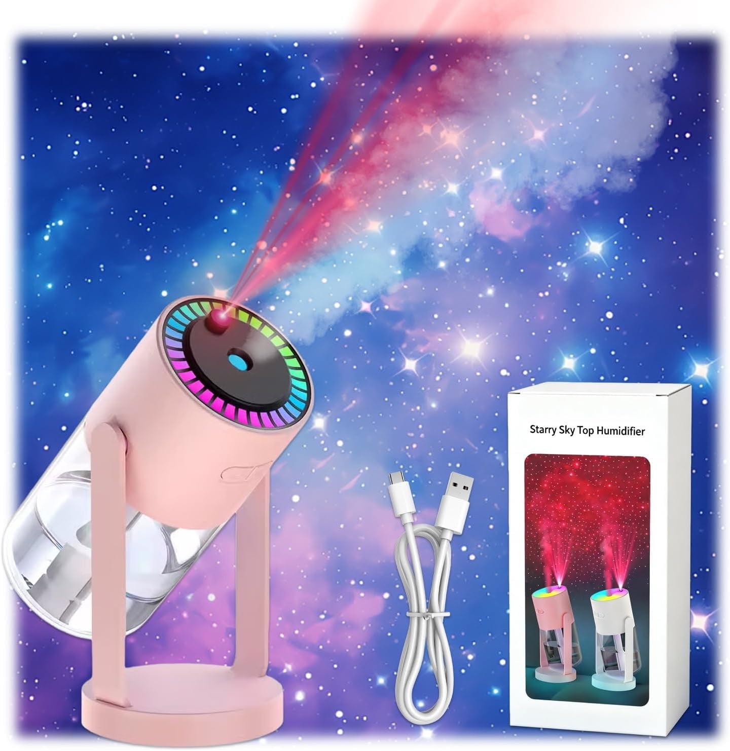 Lunxisen 4 Pcs Humidifier Star Projector Night Light, Small Personal ...