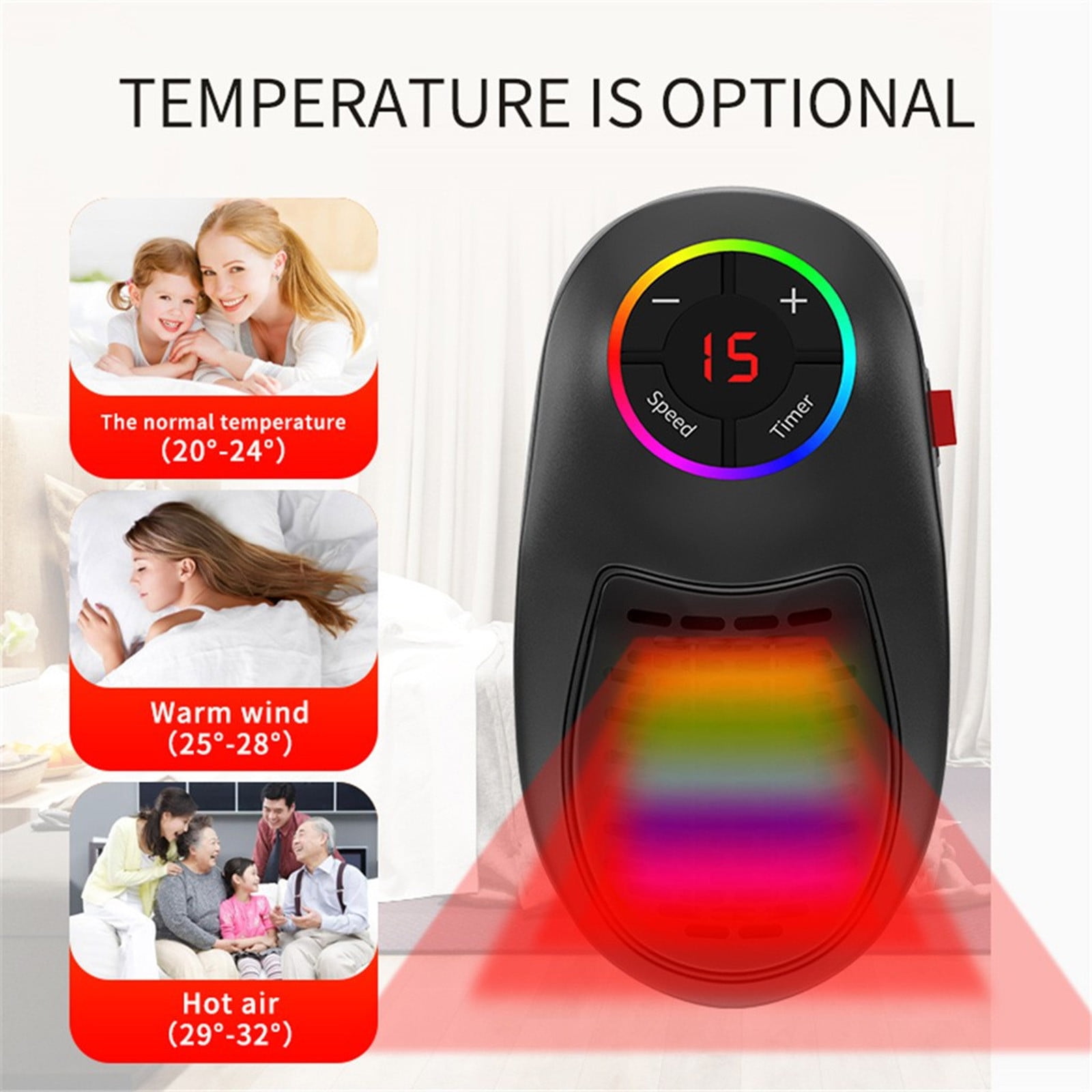 Lunxisen 4 Pcs Plug in Heater with Remote Outlet Space Heater with ...