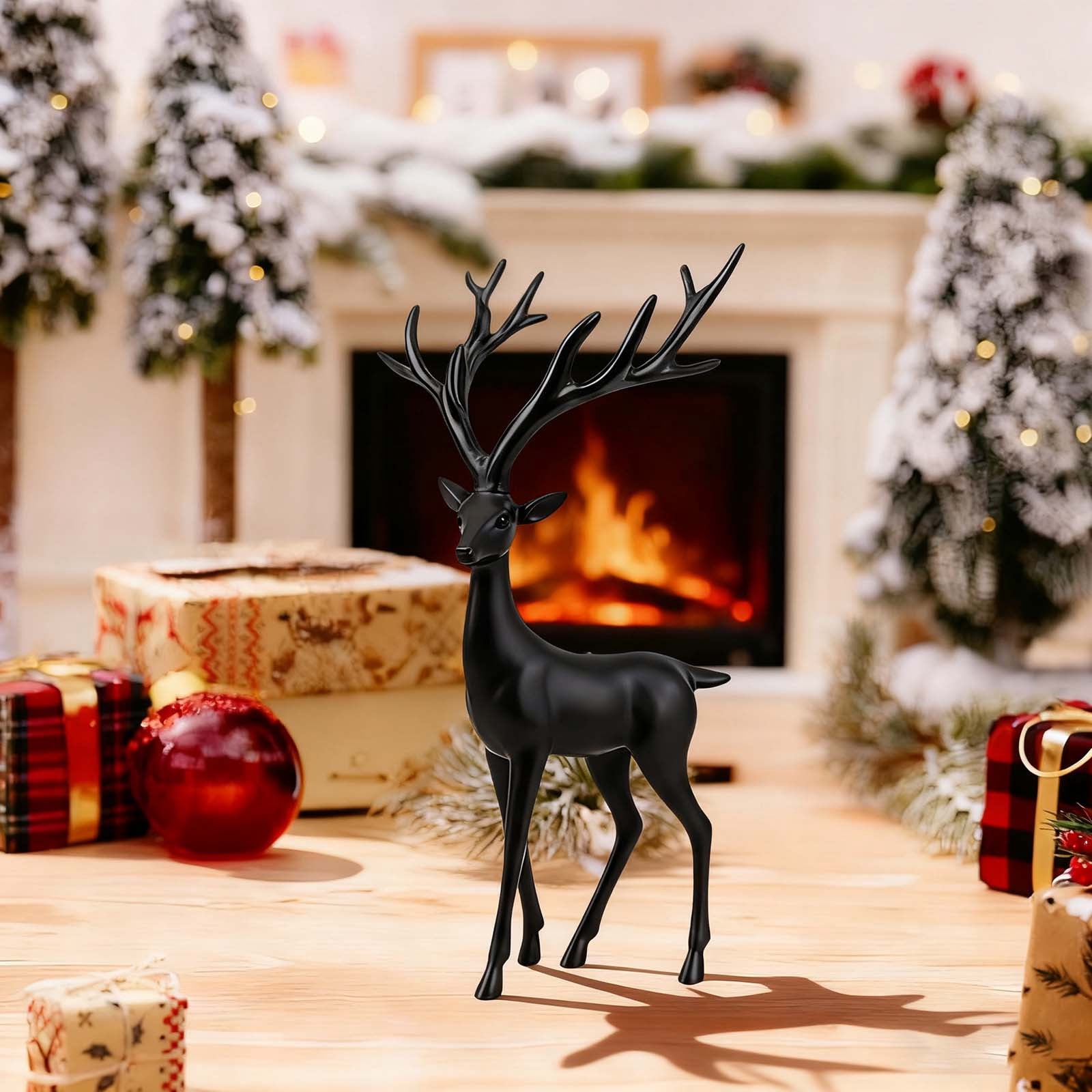 Lunxisen 4 Pcs Reindeer Figurine Statues Deluxe Entryway Decor for ...