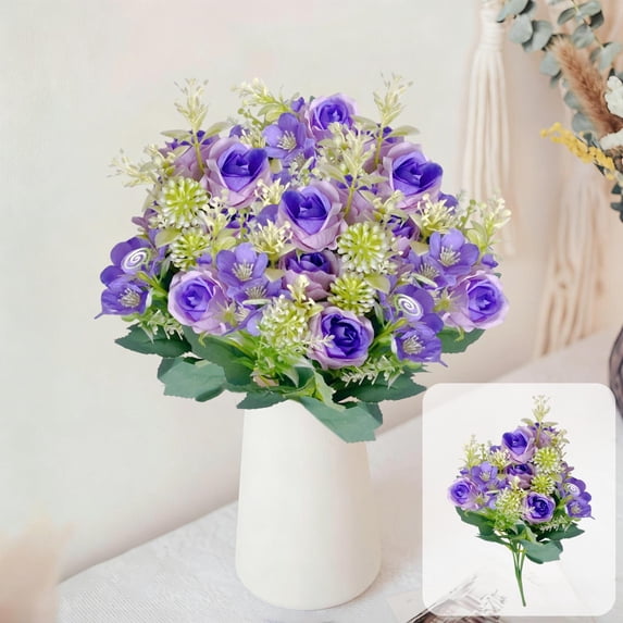 Lunxisen 4 Pcs Simulation Roses Bouquet Home Decor Wedding Party Venue ...