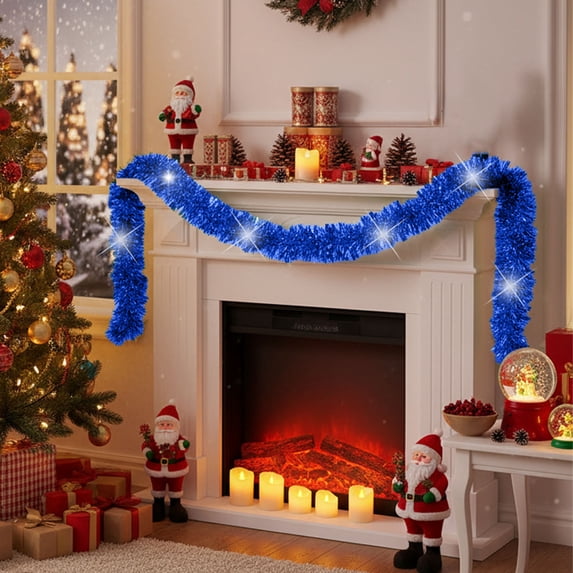 Lunxisen 4 Pcs Tinsel Garland, Christmas Metallic Hanging Tinsel ...