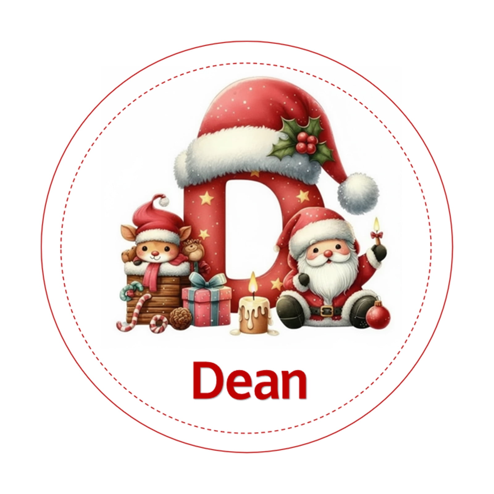 Lunxisen 90 Pcs Personalized Santa Stickers with Initial Name, Custom ...