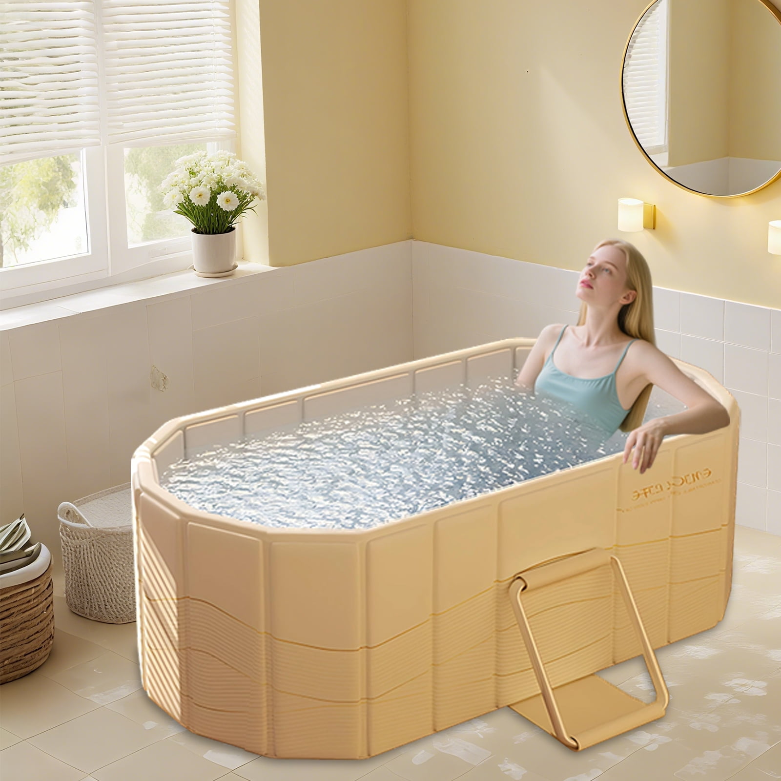 LuoLuo 59in Foldable Large Bathtub, Portable Soaking Tub, Easy Storage ...