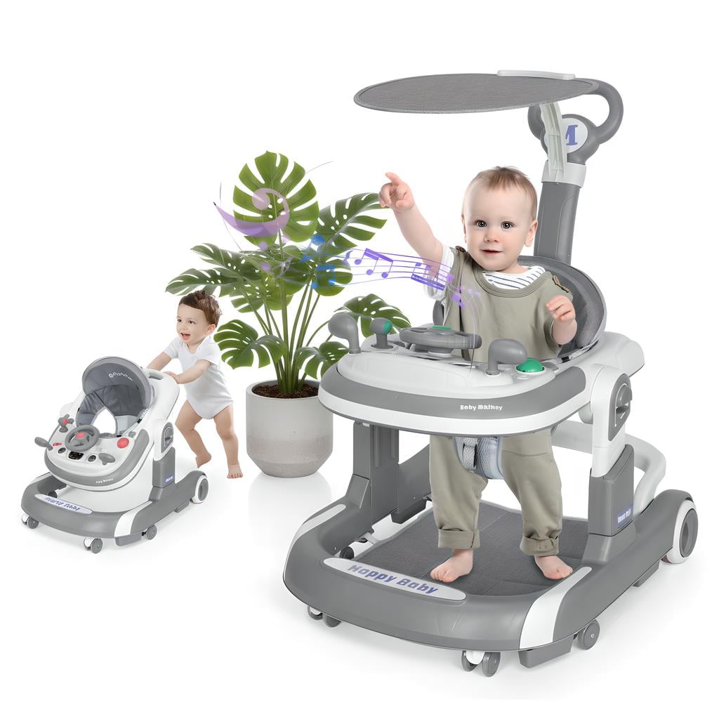LUOLUO 5-in-1 Foldable Baby Walker with Foot Pads/Handles for Boys and ...
