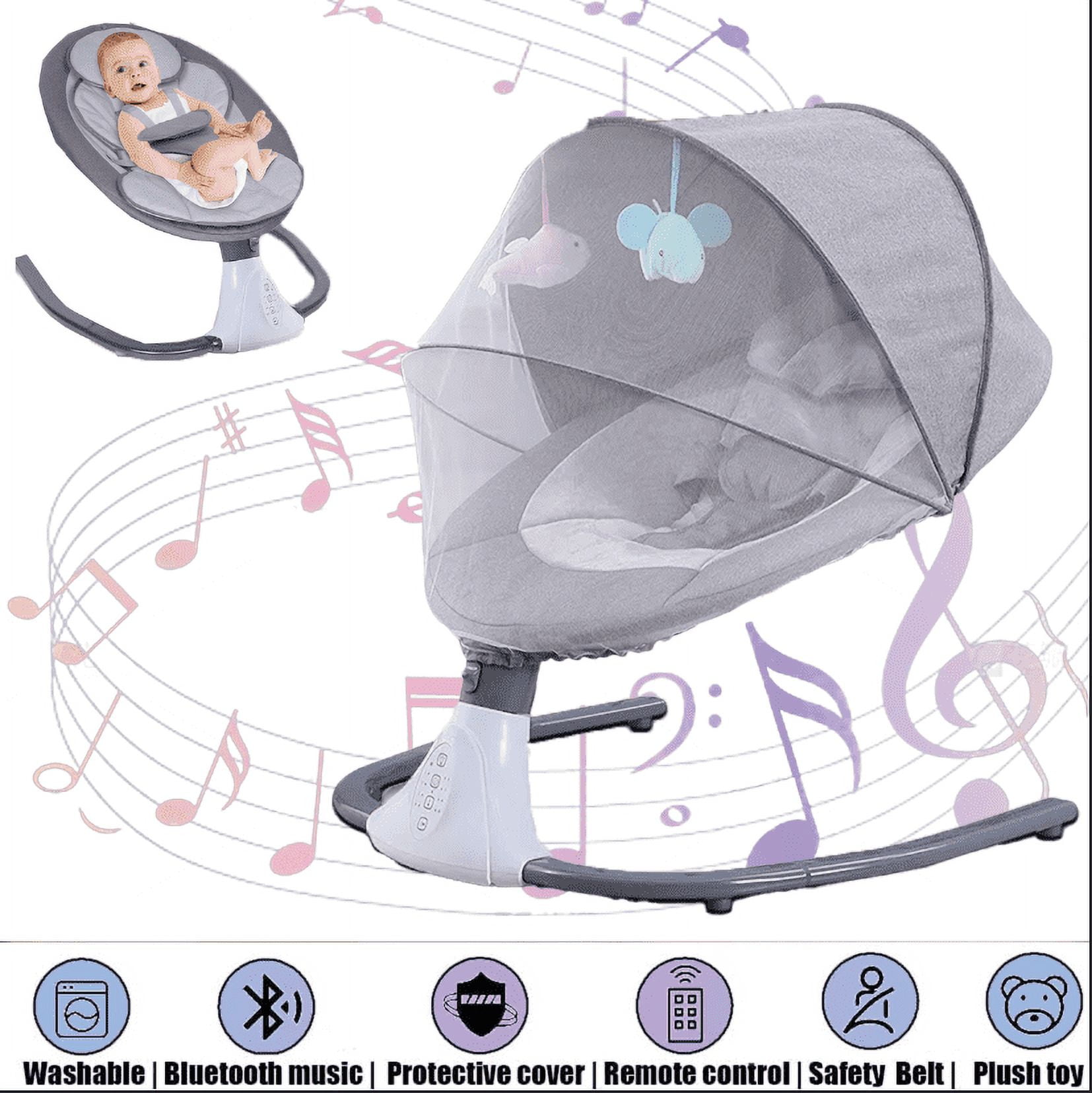 LuoLuo Electric Baby Swing, Infant Swing Rocker with Remote Control, 4 ...