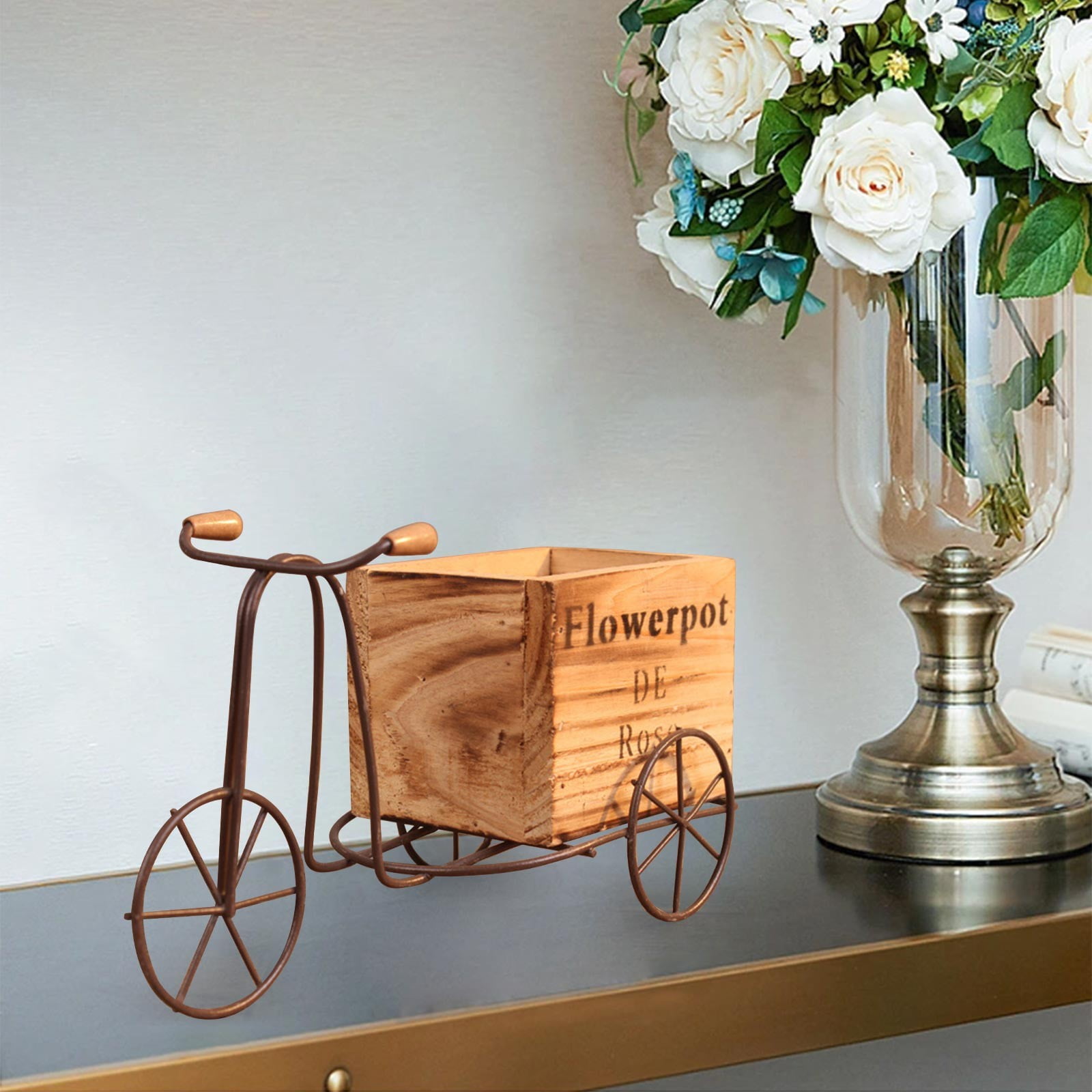 LuoYinDa Large Statue Rural Art Flower Racks Indoor Table Tricycle ...