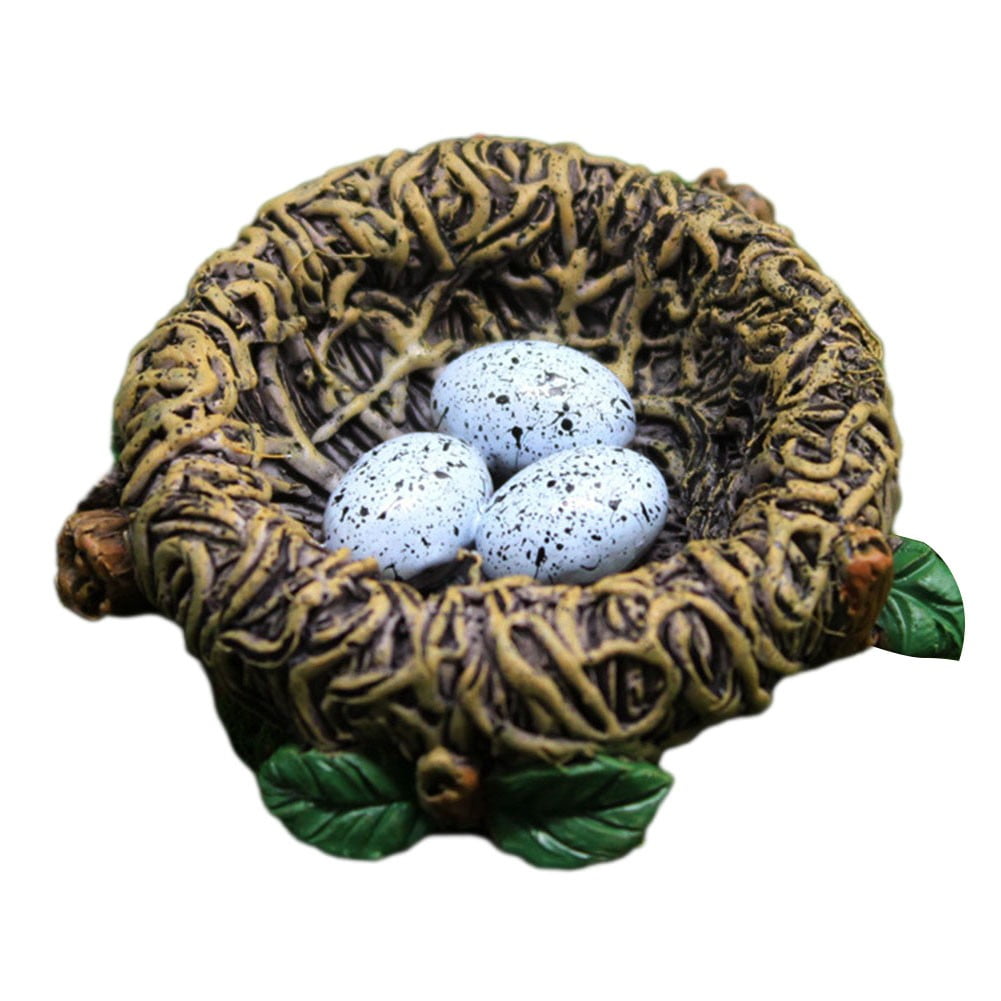 Luolandi Bird Resin Crafts Cute Bird And Nest Set Fairy Garden Setup ...
