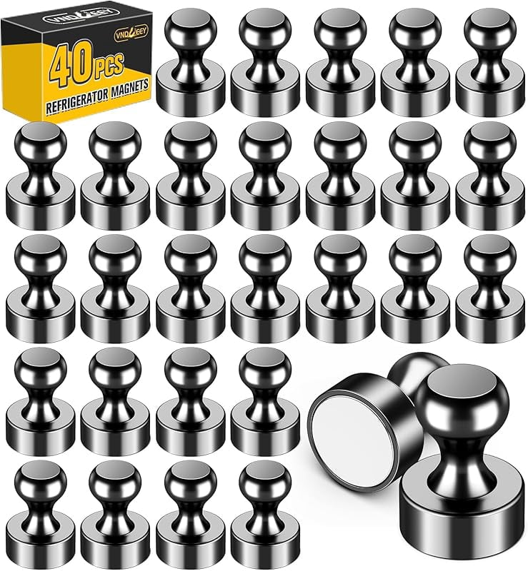 Luosen 12Pcs Black Fridge Magnets Whiteboard Magnets Refrigerator ...