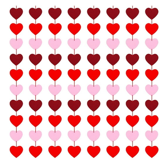 Luoshdecor 6Pcs Valentines Felt Heart Hanging Garlands,Romantic Red ...