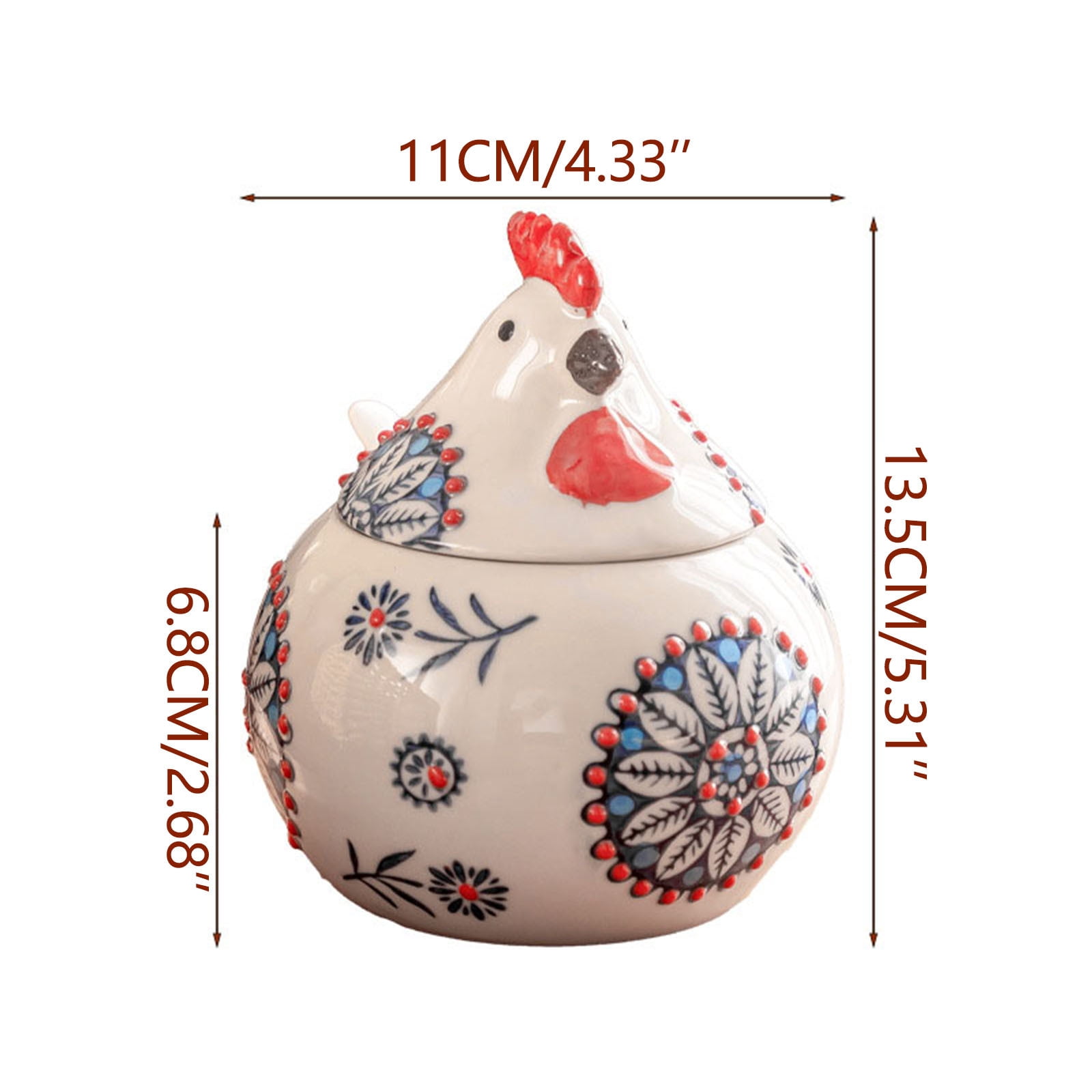 Luoshdecor Ceramic Salt Cellar with Lid and Spoon,Cute Rooster Shaped ...