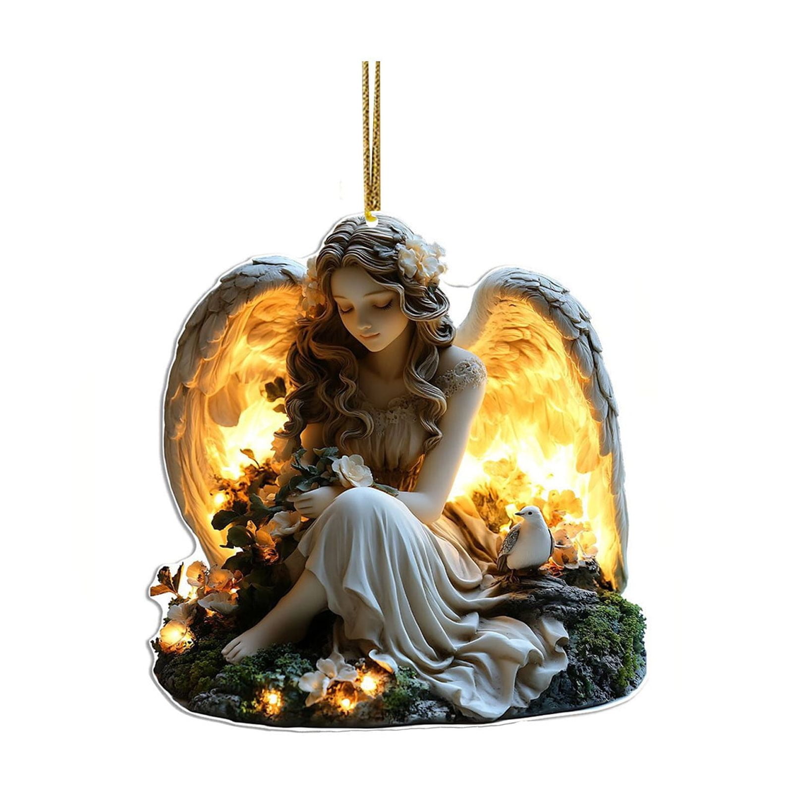 Luoshdecor Christmas Angel Hanging Ornament, White Acrylic Pure Angel ...
