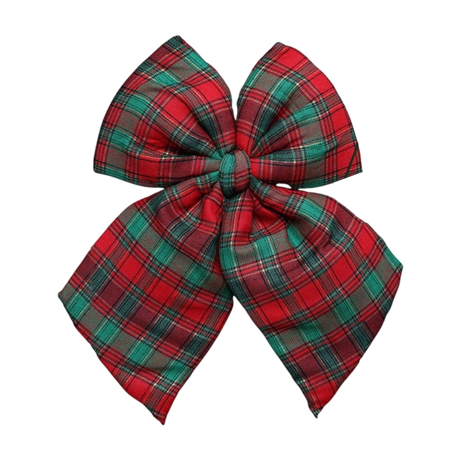 Luoshdecor Christmas Buffalo Plaid Bow with Bells,Large Red and Green ...