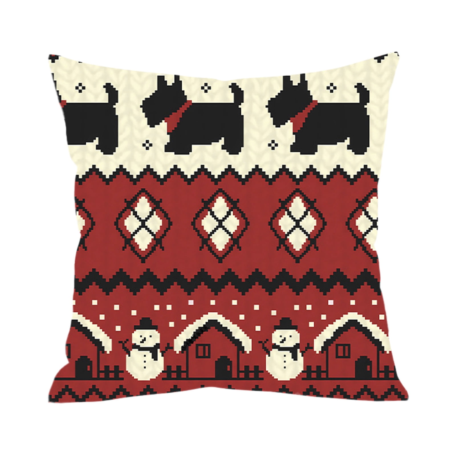 Luoshdecor Christmas Pillow Covers,Christmas Weave Pixel Art Style Wave ...